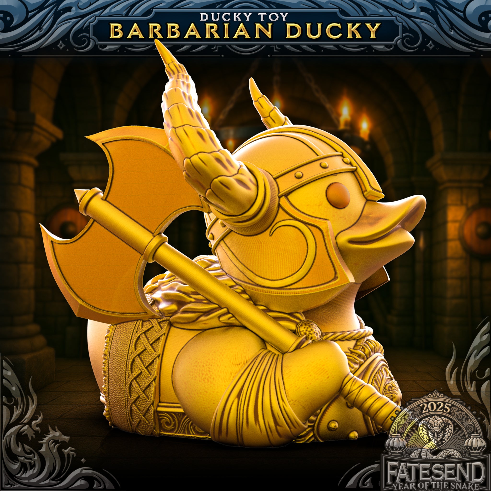 Barbarian Ducky | Fantasy Warrior Duck Figurine – Print Goblins