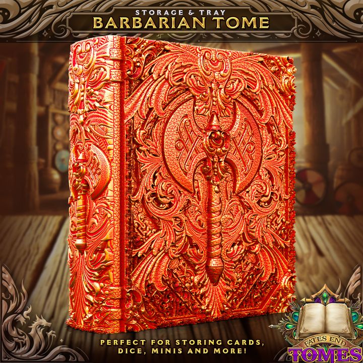 Barbarian Tome | Dice and Card Storage | Print Goblins