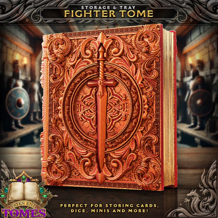 Fighter Tome | Dice and Card Storage | Print Goblins